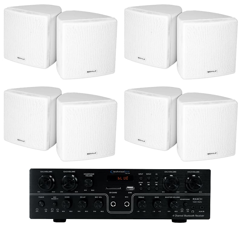 Technical Pro RX400X4 Bluetooth Home Receiver+(8) 3.5" Cube | Reverb