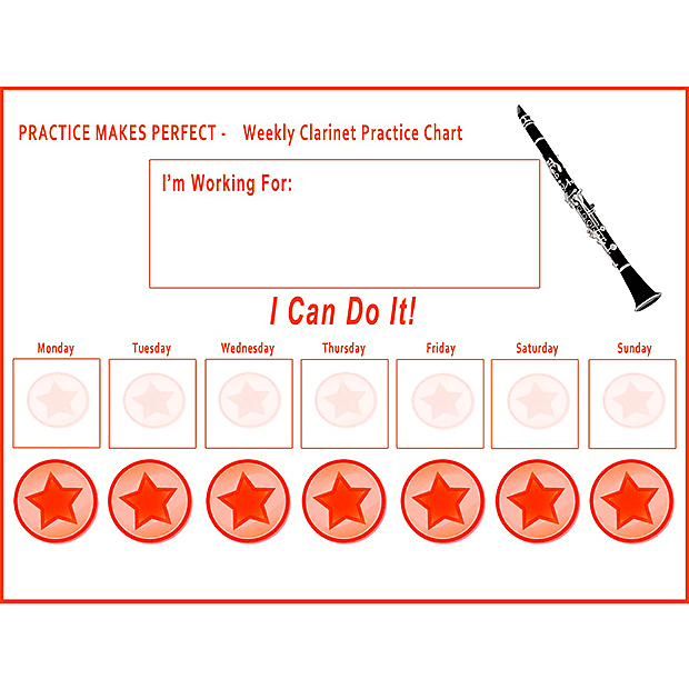Clarinet Music Practice Chart - Red | Reverb