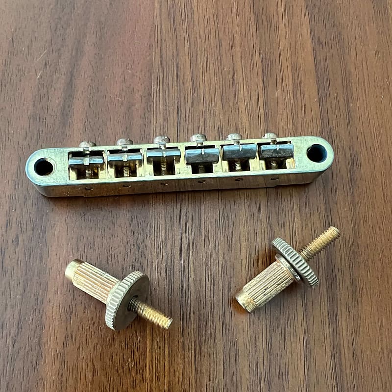 ABRN Bridge with iNsert Conversion Posts Aged Gold Finish | Reverb