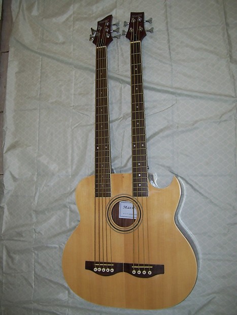 Double neck acoustic electric bass guitar, 4 and 5 string | Reverb