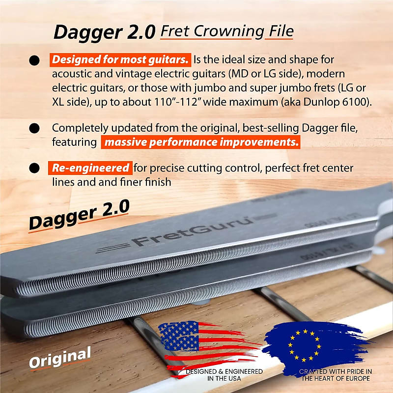 Dagger 2.0 Fret Crowning File Guitar Luthier Leveling | Reverb