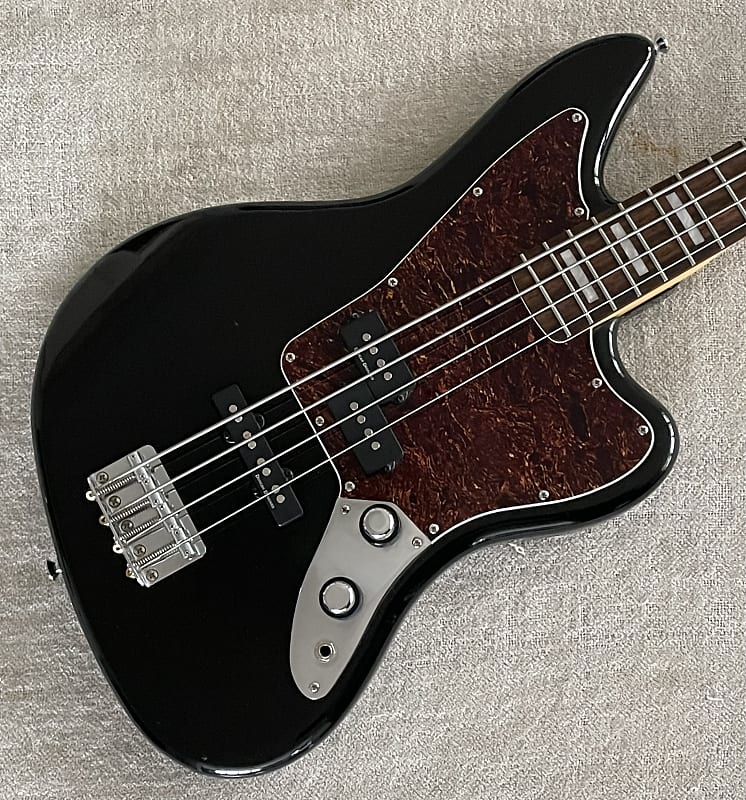2011 Squier Vintage Modified Jaguar Bass Black w Tortoise | Reverb