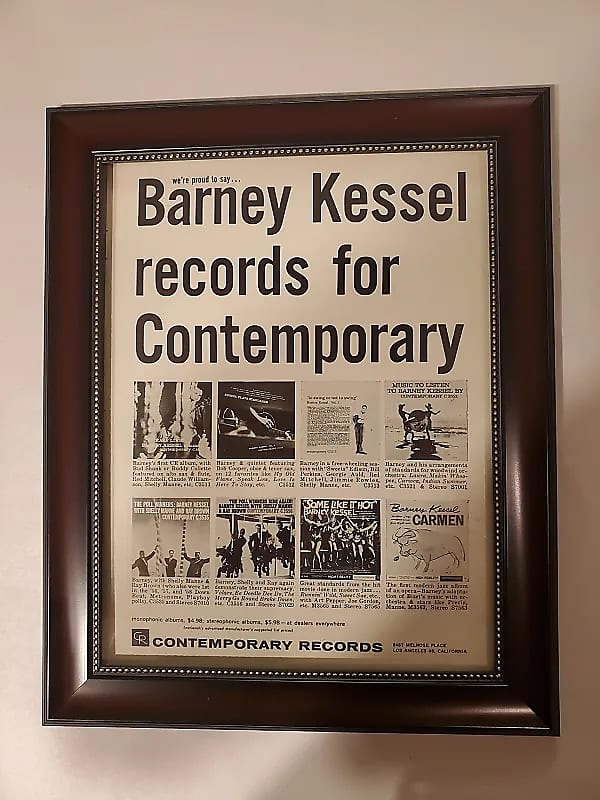 1960 Contemporary Records Promotional Ad Framed Barney Kessel | Reverb