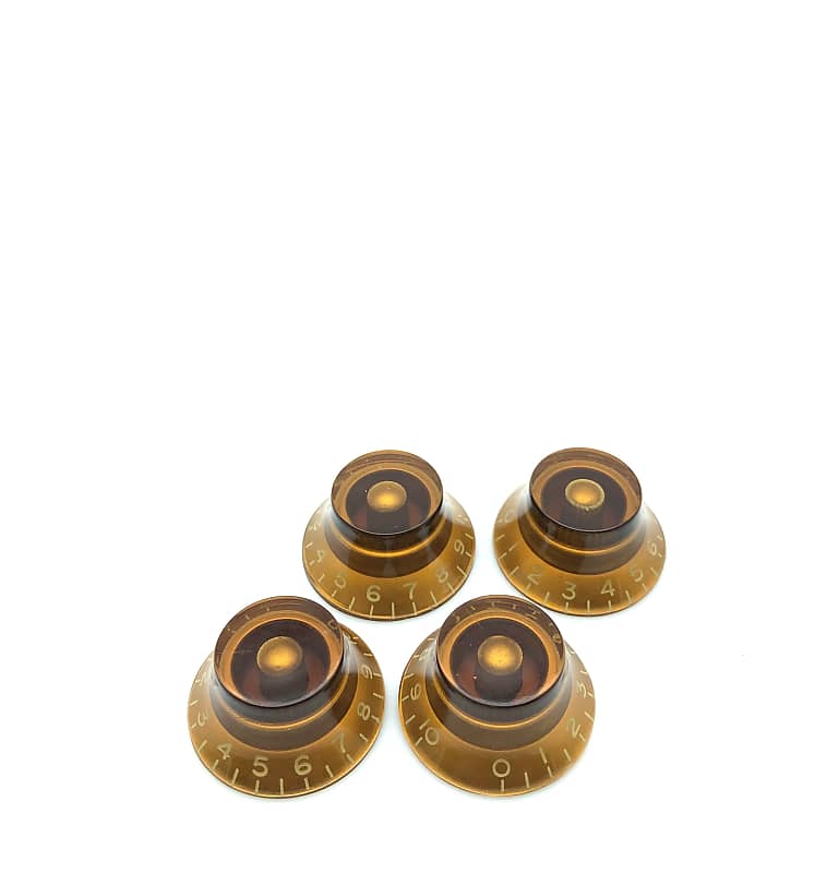 Gibson Bell Bonnet Knobs Set Amber | Reverb