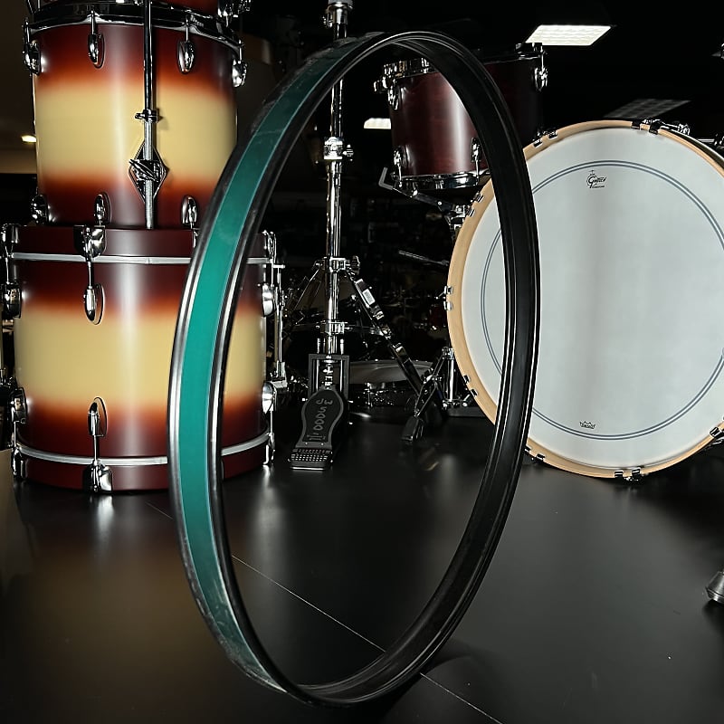 22" Black Bass Drum Hoop with Green Inlay | Reverb