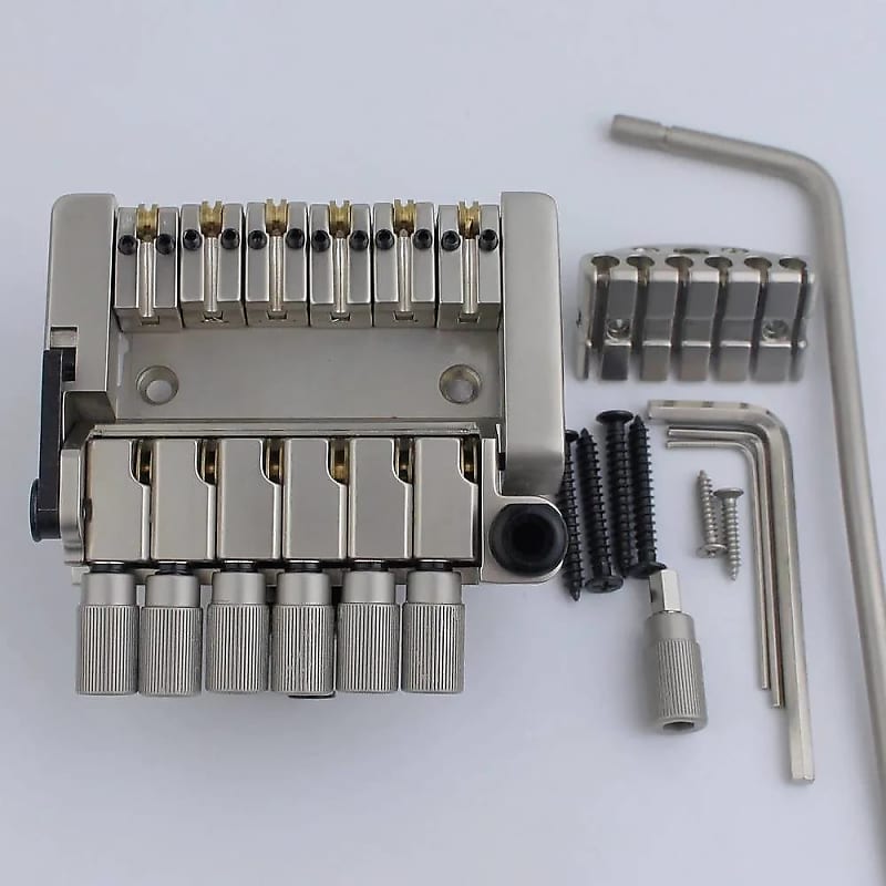 Nickel Finish Headless Guitar Roller Bridge System | Reverb