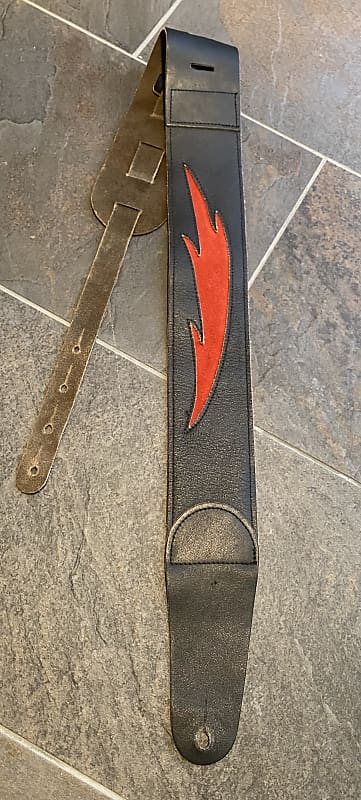 Leather 3" Flame Guitar Strap - black | Reverb