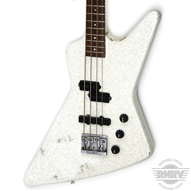 1980's Hamer Blitz Bass White Sparkle | Reverb