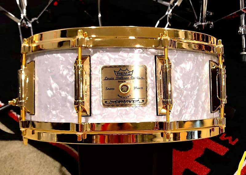 Remo Louie Bellson Signature Snare Rare 1999 Gold White | Reverb