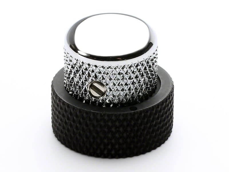 Fender Knob Set, Concentric, Metal Knurled, Chrome/Black | Reverb