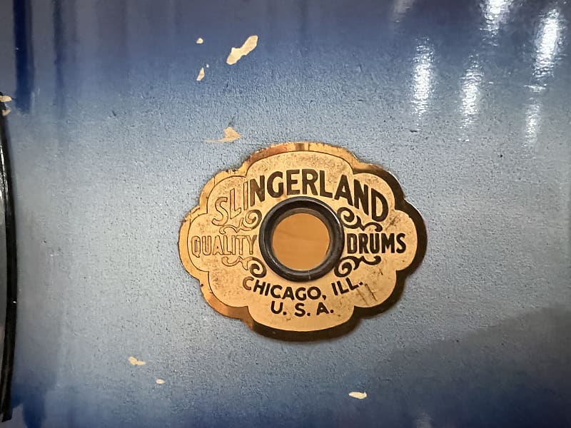 Vintage Slingerland Solid Shell Radio King 7x14" blue silver | Reverb