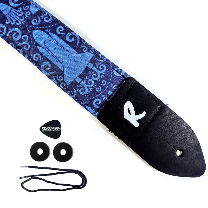 Blue Space Shuttle Guitar Strap - Decorative Rockets Guitar | Reverb