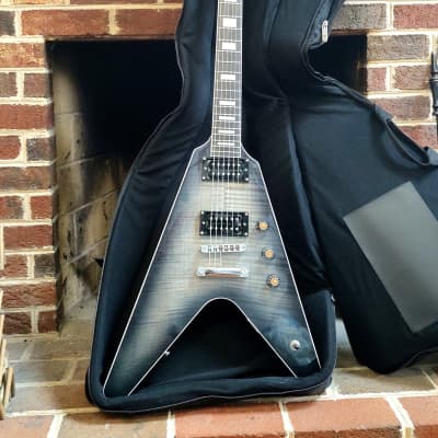 Firefly FFLV flying V 2022 - Black / Grey Burst with Flame | Reverb