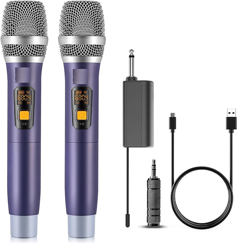 Wireless Microphone, UHF Metal Dual Handheld Cordless Dynamic | Reverb