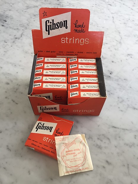 1950's Gibson Hand Made Strings Box Display Incl/ 12 Packs | Reverb