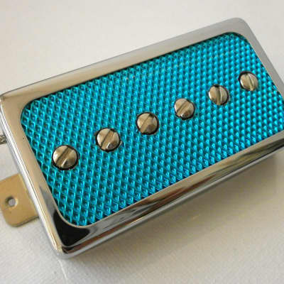 Q pickups Humbucker Sized P90s Set CHROME COVER BLUE FOIL PAF | Reverb