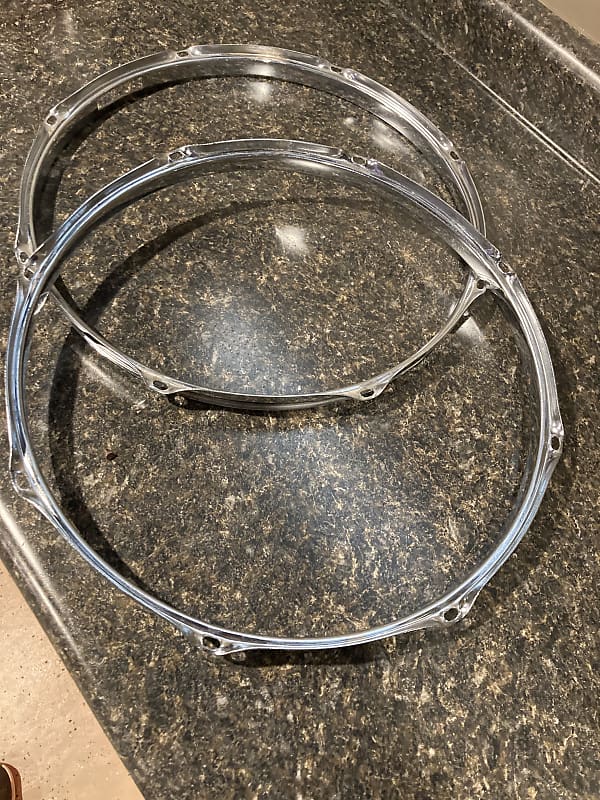Unknown 14 inch 8 lug triple flange set of snare hoops 80’s | Reverb