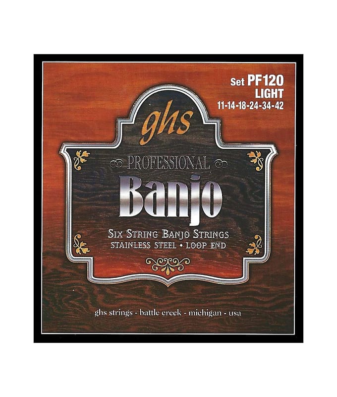 GHS PF120 6-String Banjo Loop End Strings - Light | Reverb