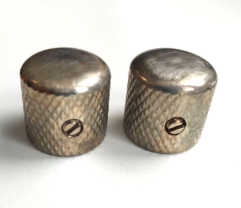 2 Nickel AGED Big Grip Telecaster Metal Dome Knobs for 6mm | Reverb