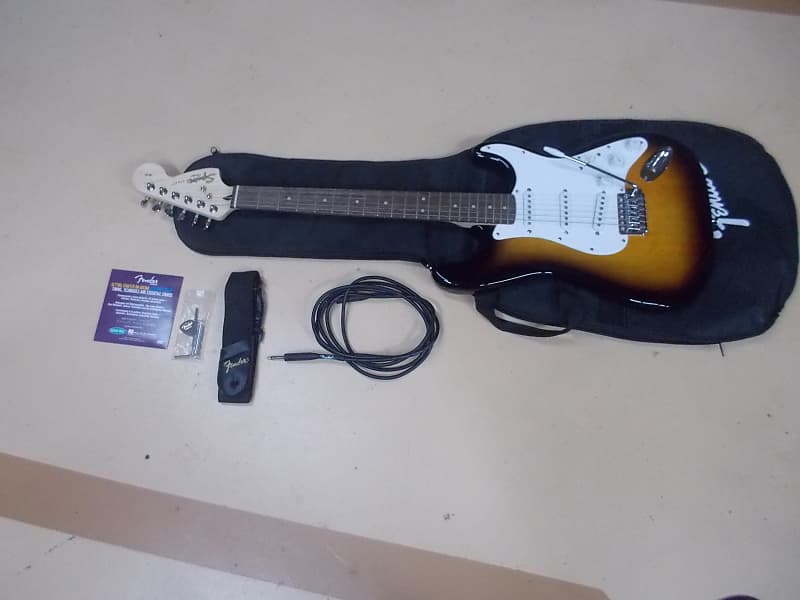 2016 Fender Squier Strat Sunburst Large Peghead electric | Reverb