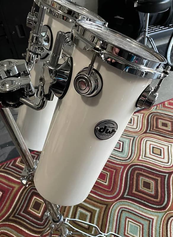 DW Collectors Series Rata Toms - White (1 PAIR) w/DW Stand | Reverb