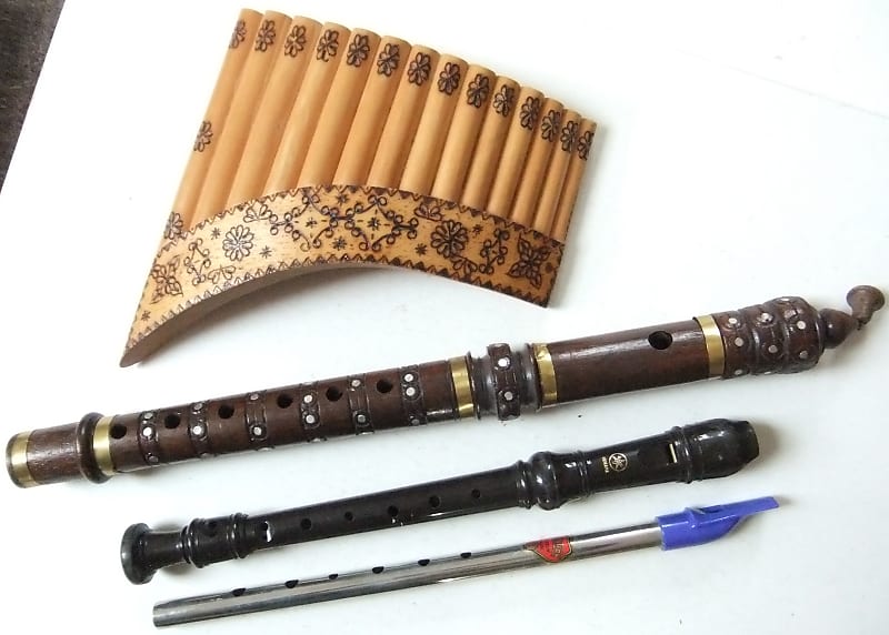 JOBLOT OF VINTAGE WIND INSTRUMENTS - FLUTE, PANPIPE, | Reverb