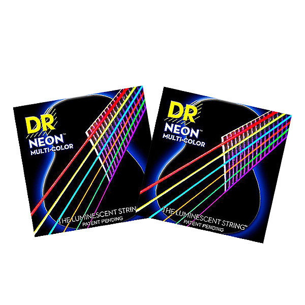 DR Strings Neon Multi-Colored Acoustic Guitar Strings 12-54 | Reverb