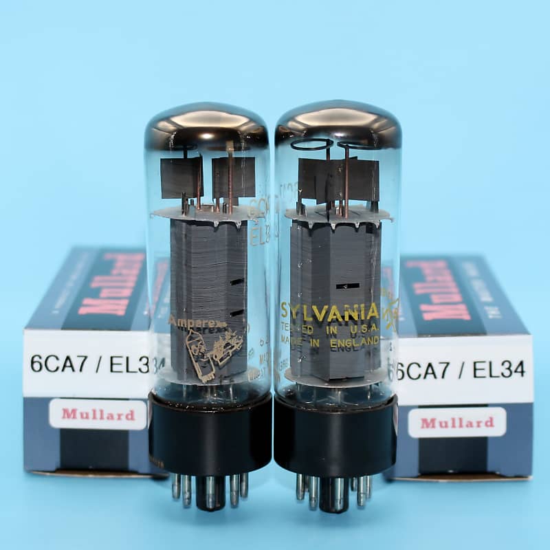 Mullard EL34 6CA7 XF2 Welded Plate OO Dual Getter Matched | Reverb