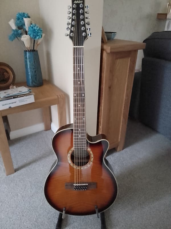 Ashton SL29/12CEQ Tobacco Sunburst 12 string Electro Acoustic | Reverb