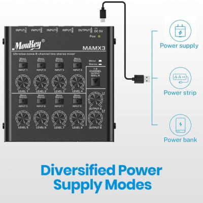 Ultra Low-Noise 8 Channel Line Mixer for Sub-Mixing, DC 5V | Reverb