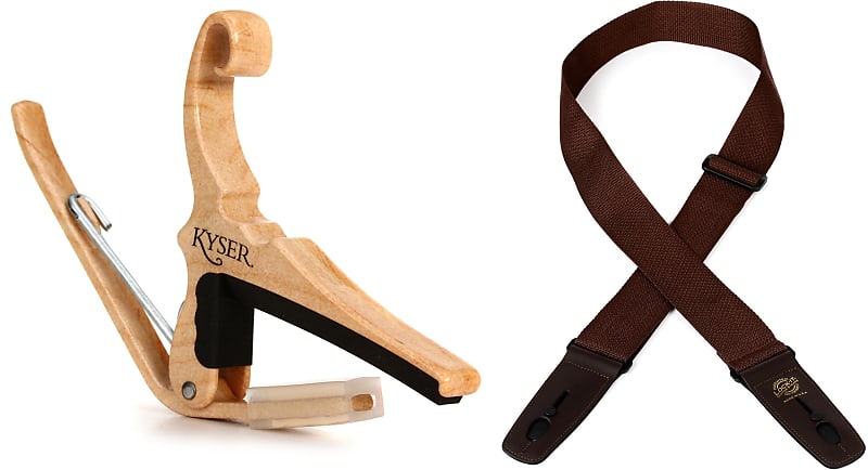 Kyser Quick-Change Capo - Maple Bundle with Lock-It Straps | Reverb