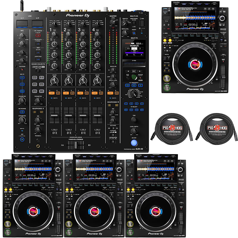 Pioneer DJM-A9 4-Channel DJ Mixer w/ (4) Pioneer CDJ-3000 DJ | Reverb