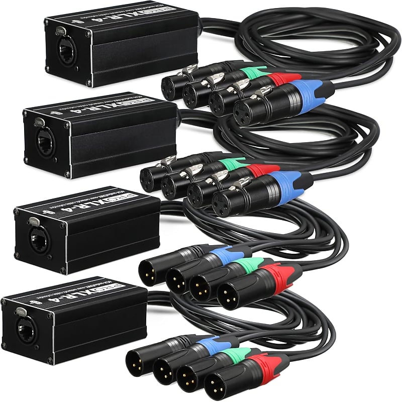 4 Pack 4 Channel 3 Pin Audio Snake Xlr Cable Xlr Over Rj45 | Reverb