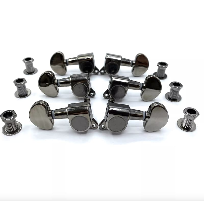Black Nickel 3R+3L Guitar Machine Heads Tuning Pegs | Reverb Australia