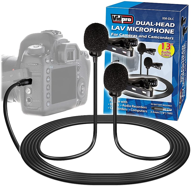 Vidpro XM-DLC Dual-Head Interview Lavalier Microphone for | Reverb