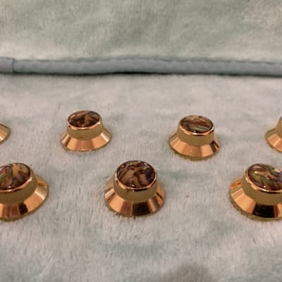 Schaller Speed Knobs 80’s - Gold Plated Brass with Abalone | Reverb