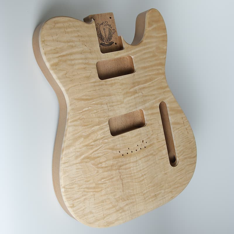 Telecaster Body Unfinished Flame Maple & One Piece Mahogany | Reverb