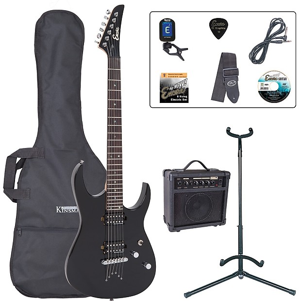 ENCORE E89 ELECTRIC GUITAR OUTFIT - GLOSS BLACK | Reverb