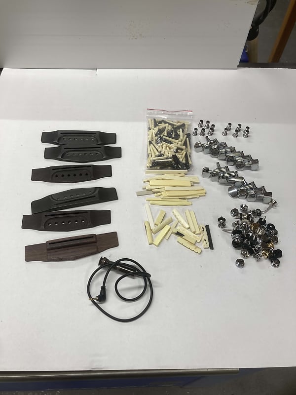 Guitar parts bulk lot 04 tuners pins bridges strap buttons | Reverb UK