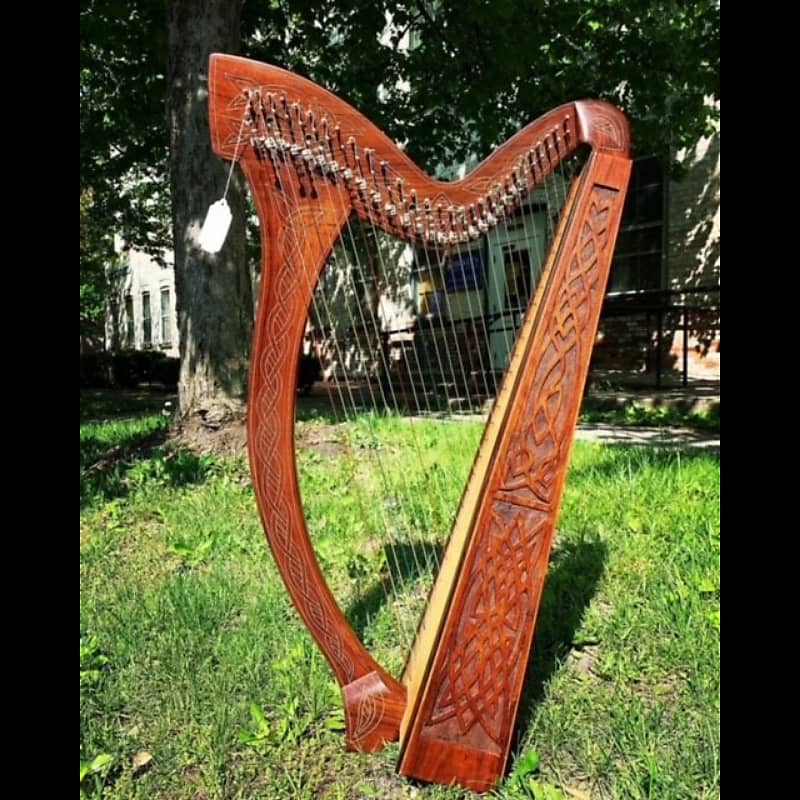 Mid-East 29-String Celtic Knotwork Rosewood Minstrel Harp | Reverb