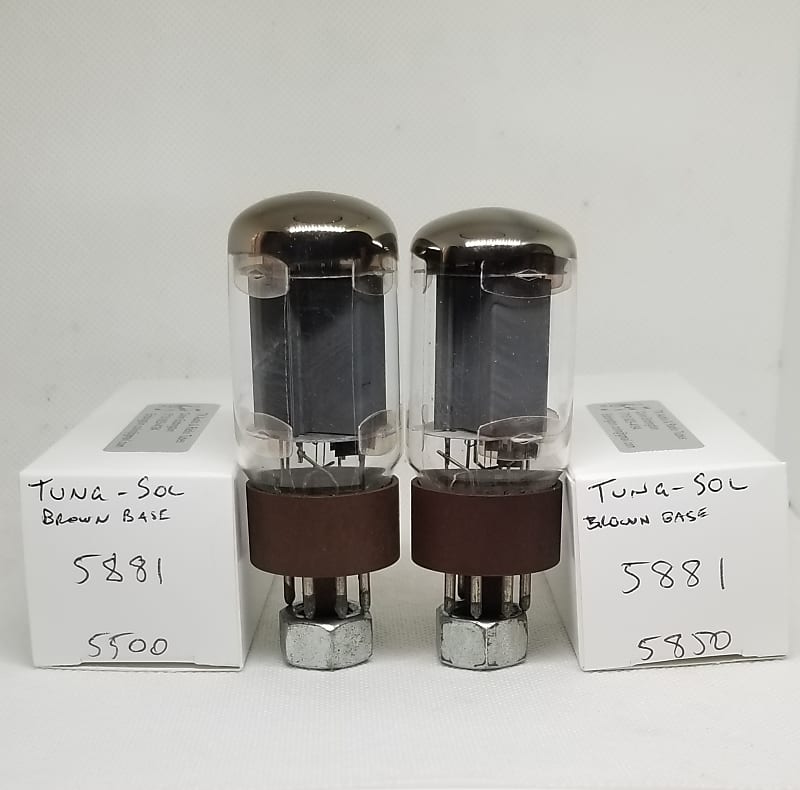 Tung-Sol 5881 Brown Base Well Matched Pair (5.9%) NOS 6L6 | Reverb