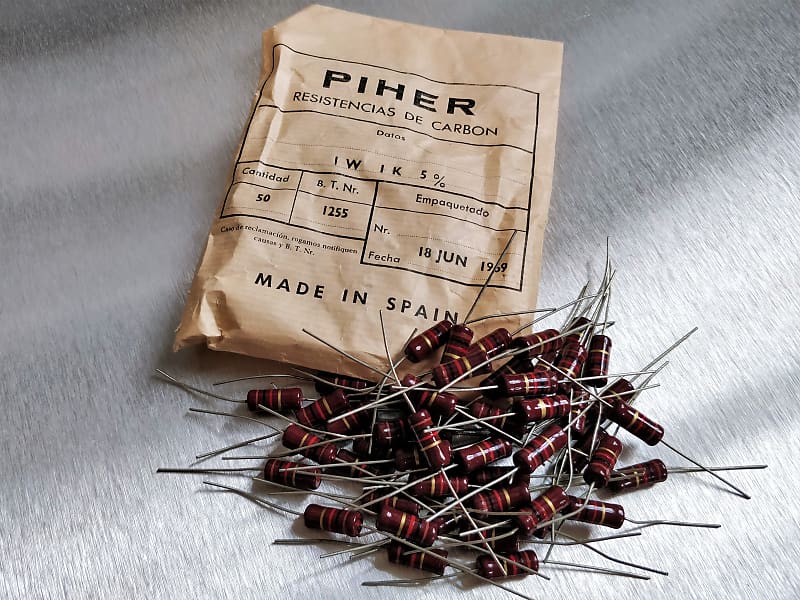 50x Vintage NOS Piher 1K 1W Carbon Film resistors for | Reverb