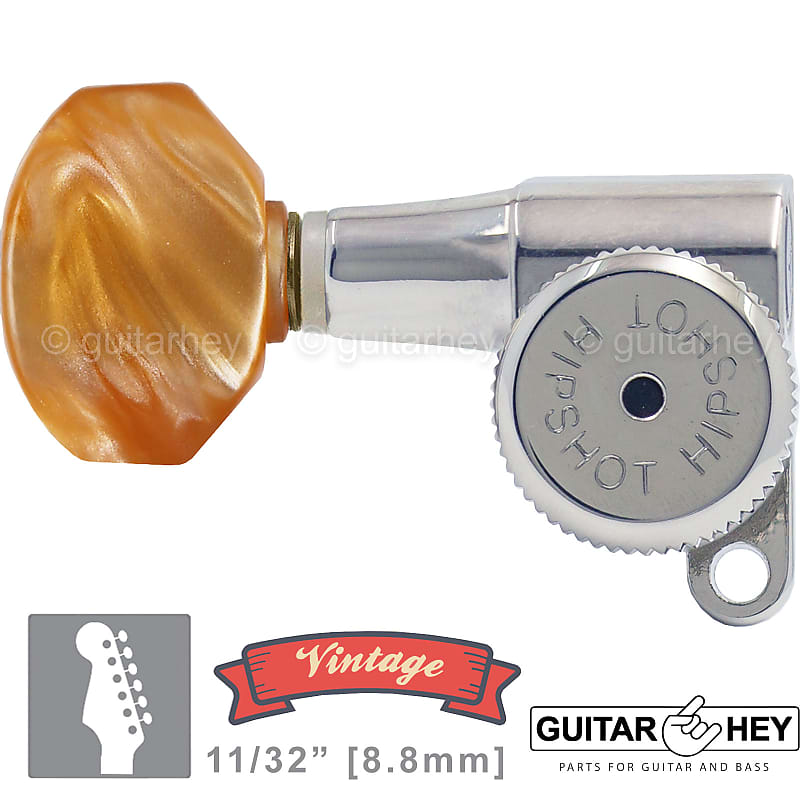 NEW Hipshot VINTAGE 6-in-Line Locking Tuners STAGGERED Amber | Reverb