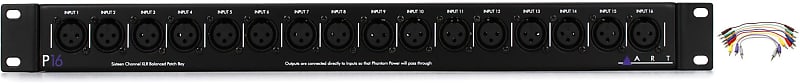 ART P16 16-channel XLR Balanced Patchbay Bundle with Hosa | Reverb