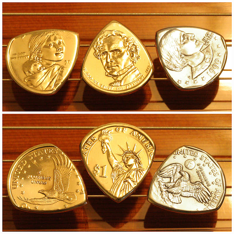 Master Artisan USA Dollar Coin Guitar Pick Set 2000's Gold / | Reverb