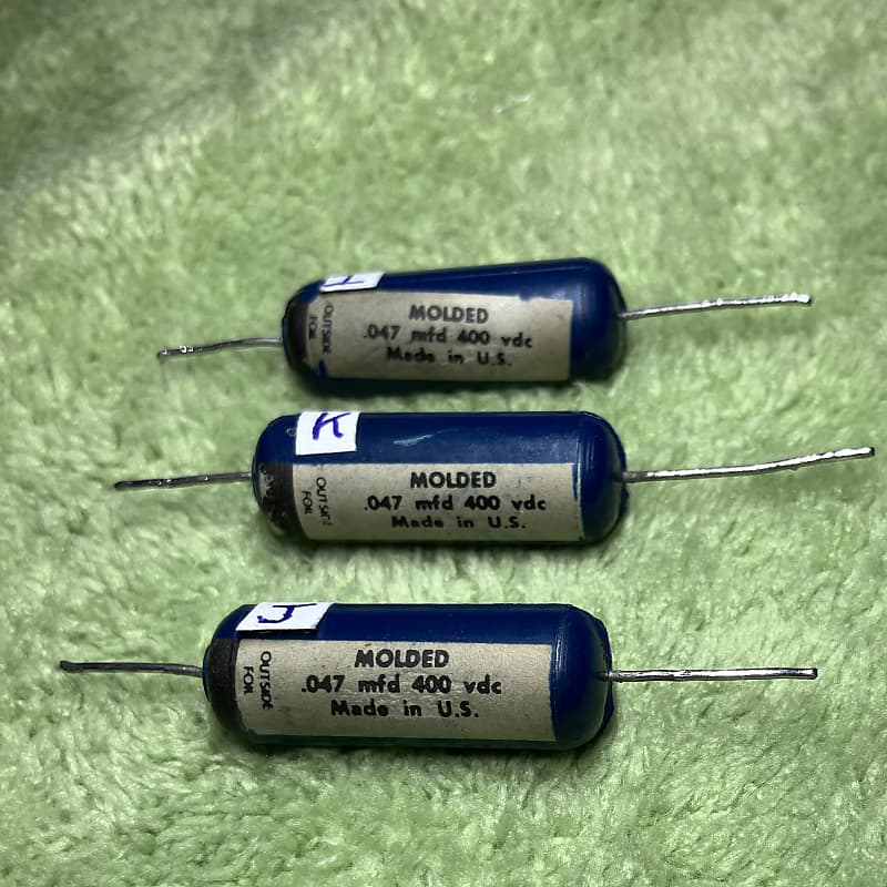 3PCS Ajax .047uF @ 400VDC Blue Molded Capacitor. 1965 FENDER | Reverb
