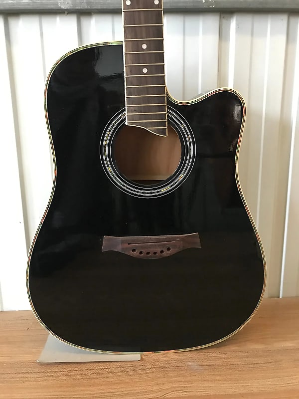 Black Folk Acoustic Guitar Body with Maple Wood Neck and | Reverb