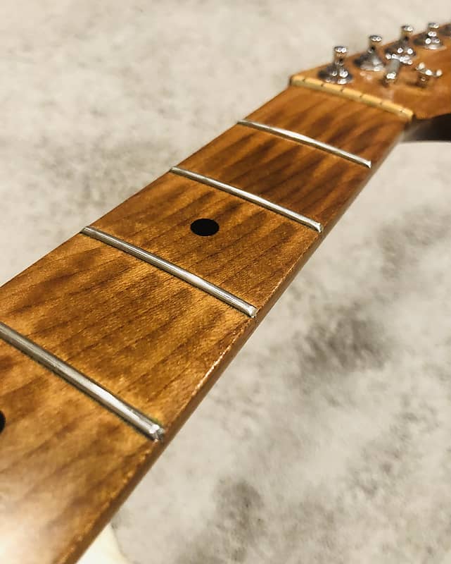 Warmoth Stratocaster Roasted Flamed Maple Neck Locking Tuners | Reverb