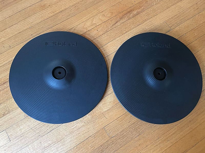 TWO Roland CY-12C Dual-Trigger Cymbal Crash Cymbal Black cy12 | Reverb