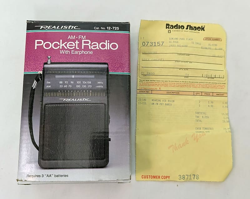 Vintage Realistic Am/Fm Pocket Radio 12-725 Unopened w/ | Reverb